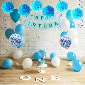 HMLOGZ | Party Supplies | Blue Birthday Decorations Kit | Poshmark